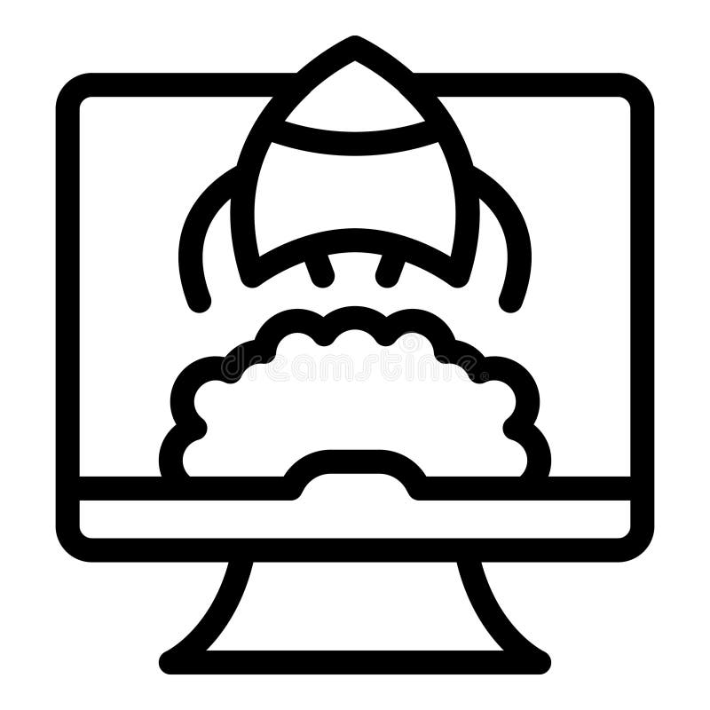 Launch Icon Concept on Computer Display Stock Vector - Illustration of ...