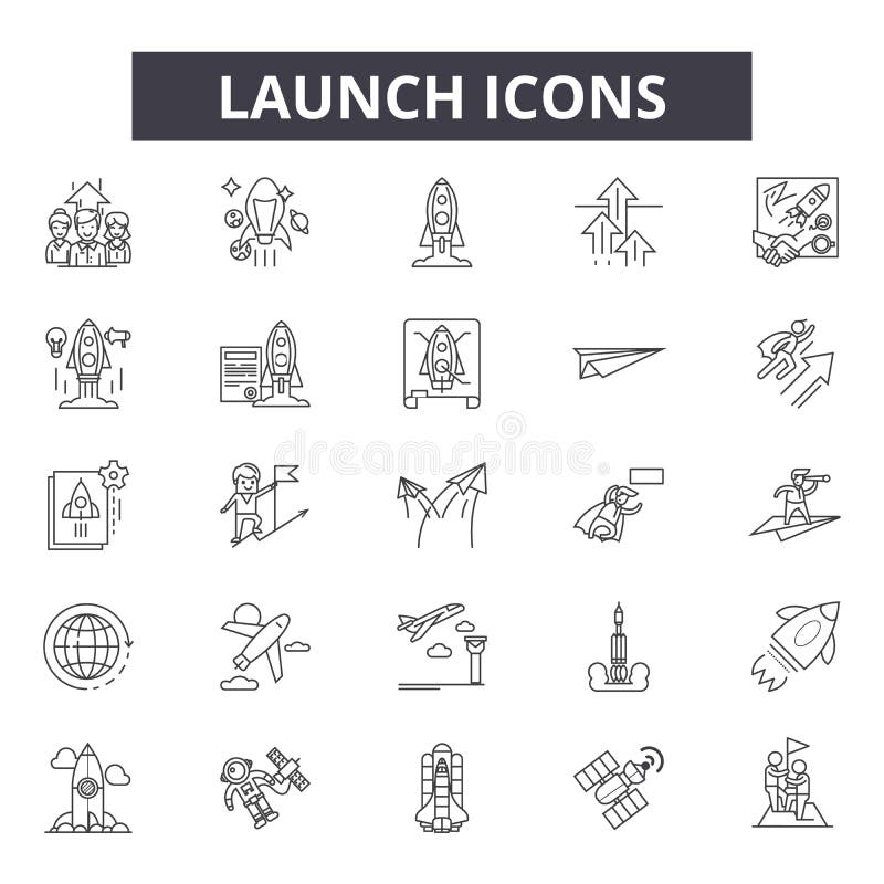 Launch Icon Line Icons for Web and Mobile Design. Editable Stroke Signs ...