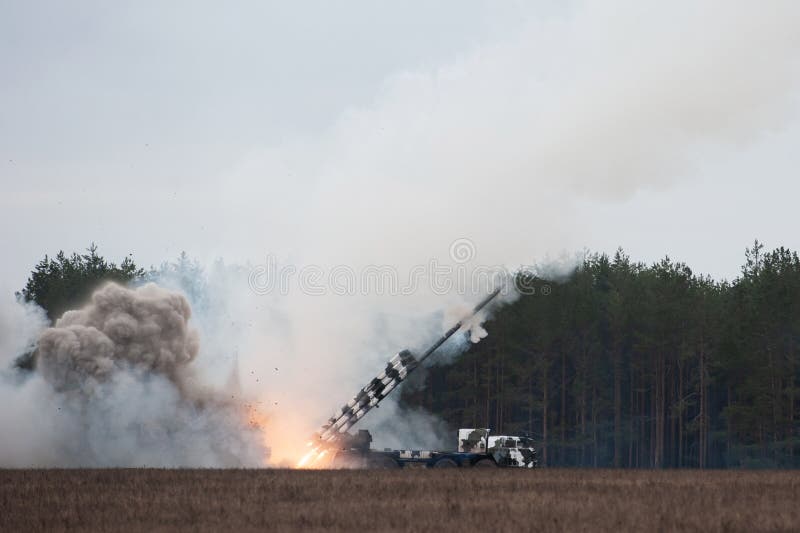 Launch of Military Missiles Stock Photo - Image of training, firing ...