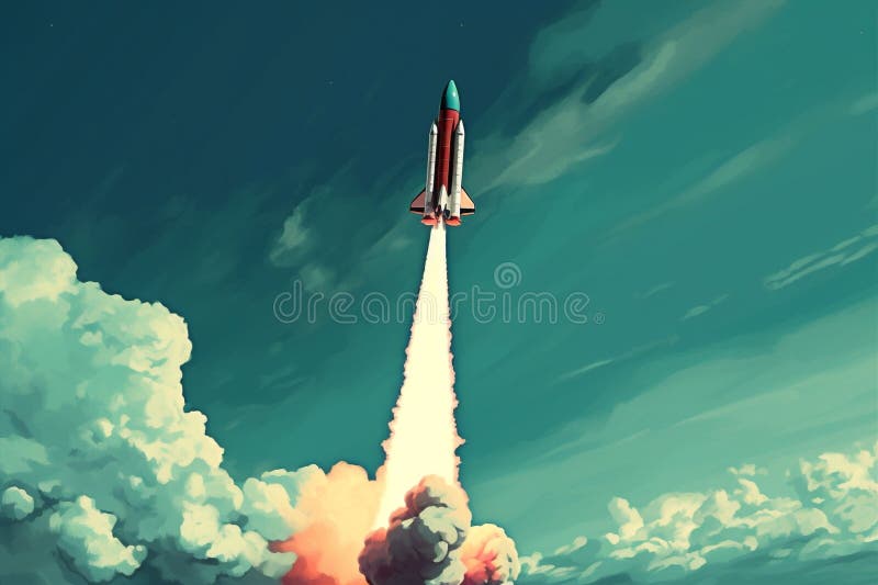 Launch Off Orbit Shuttle Ship Rocket Spaceship Sky Travel Center ...