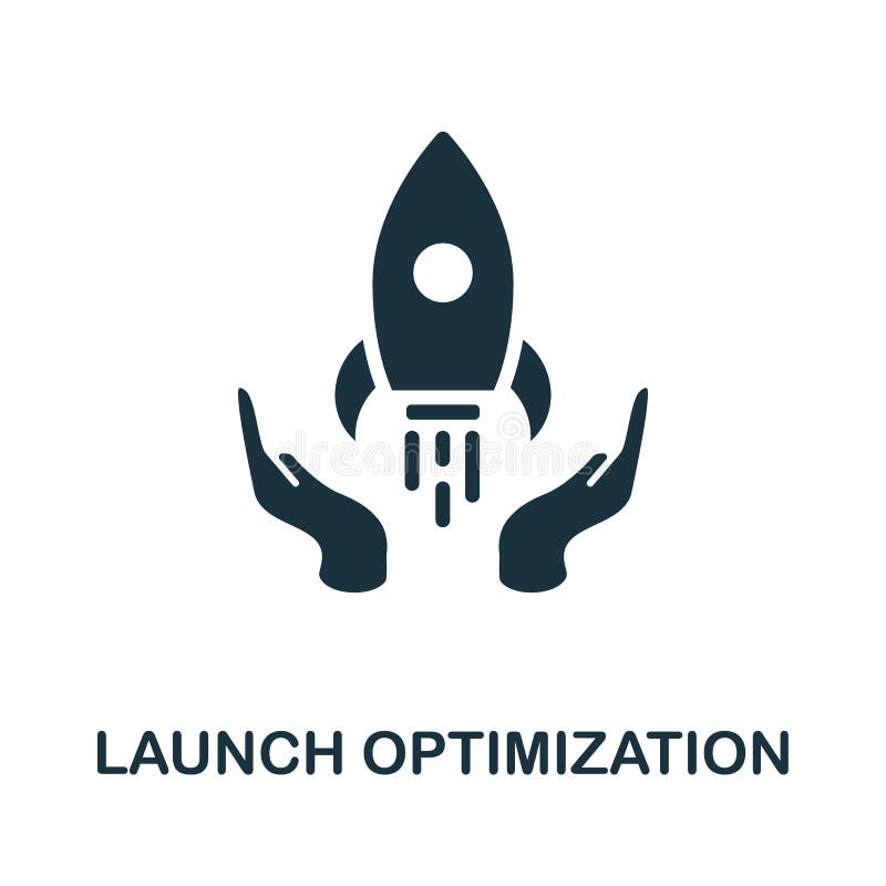 Launch Optimization Icon. Monochrome Sign from Production Management ... Launch Optimization Icon. Monochrome Sign from Production Management ...