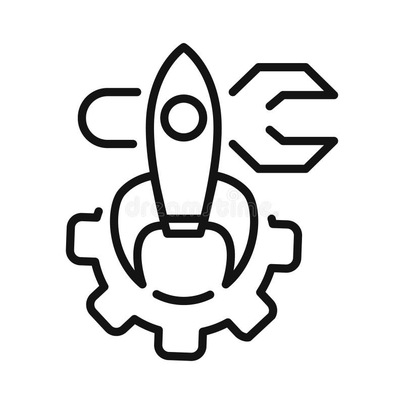 Launch Optimization Black and White Icon Illustration Stock Vector ...