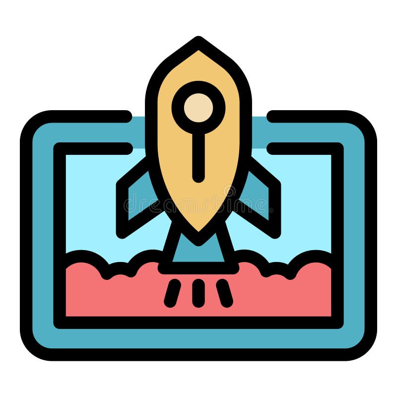 Launch Project Icon Color Outline Vector Stock Vector - Illustration of ...
