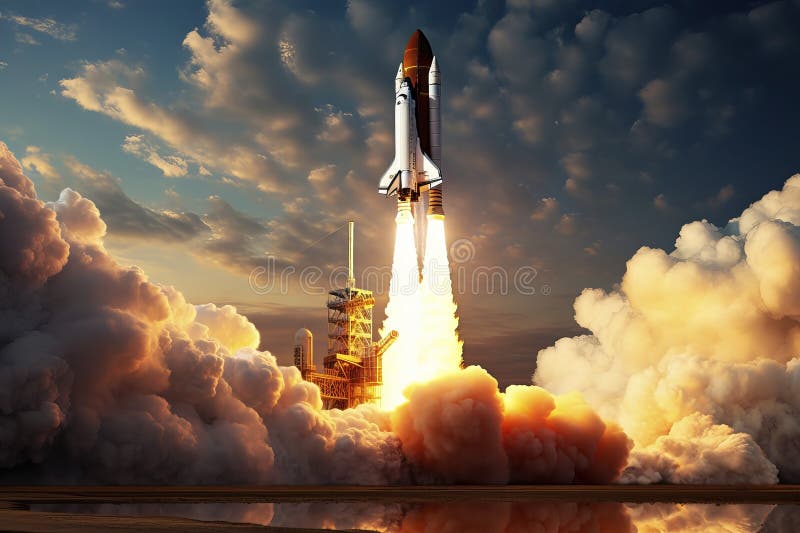 The Launch of the Shuttle into Space. Generative AI Stock Photo - Image ...