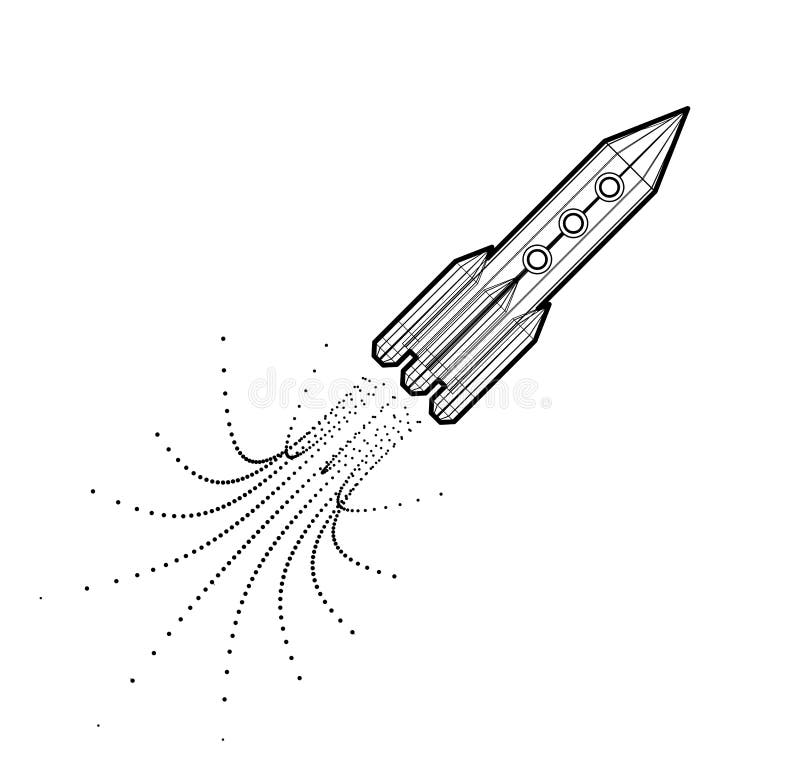 Rocket Drawing in space. stock vector. Illustration of drawing - 54301263