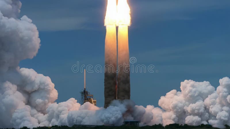 Launch of a Space Rocket of the Future, Slow Motion. Stock Footage ...