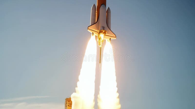 Launch of a Space Rocket of the Future, Slow Motion. Stock Video ...