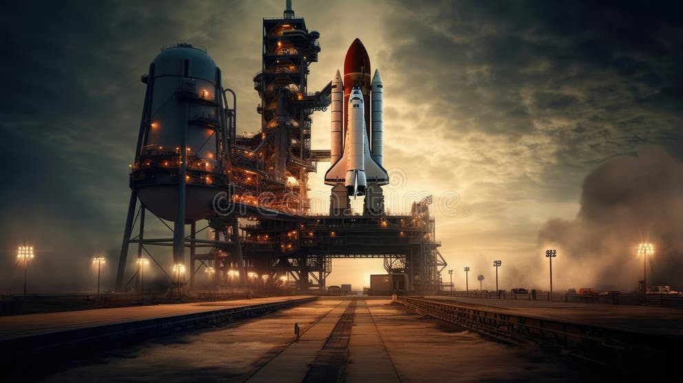 Launch of a Space Rocket from a Launcher Stock Photo - Image of ...