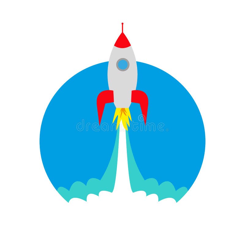 Launch of a Space Rocket Ship, Icon Stock Vector - Illustration of ...