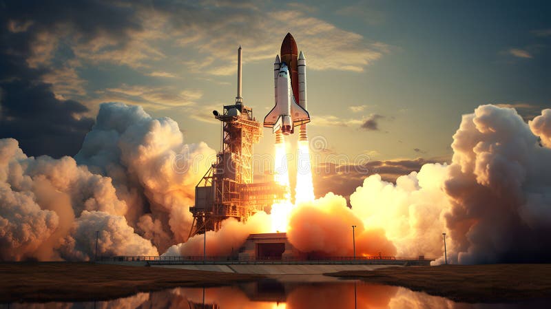 Launch of a Space Rocket Shuttle into Space Stock Image - Image of ...
