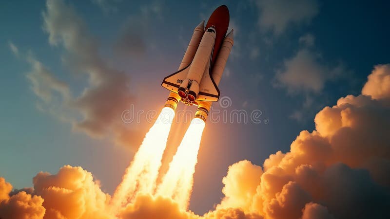 Launch of a Space Rocket, Slow Motion. Stock Video - Video of galaxy ...