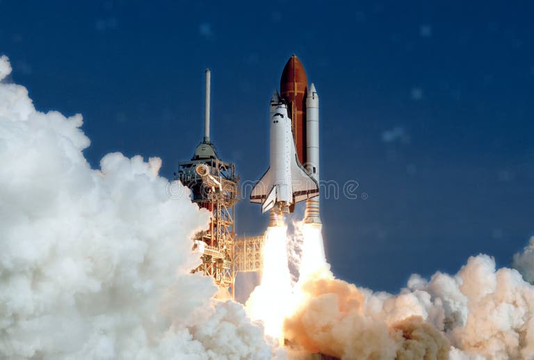 The Launch of the Space Shuttle. with Fire and Smoke. Elements of this ...