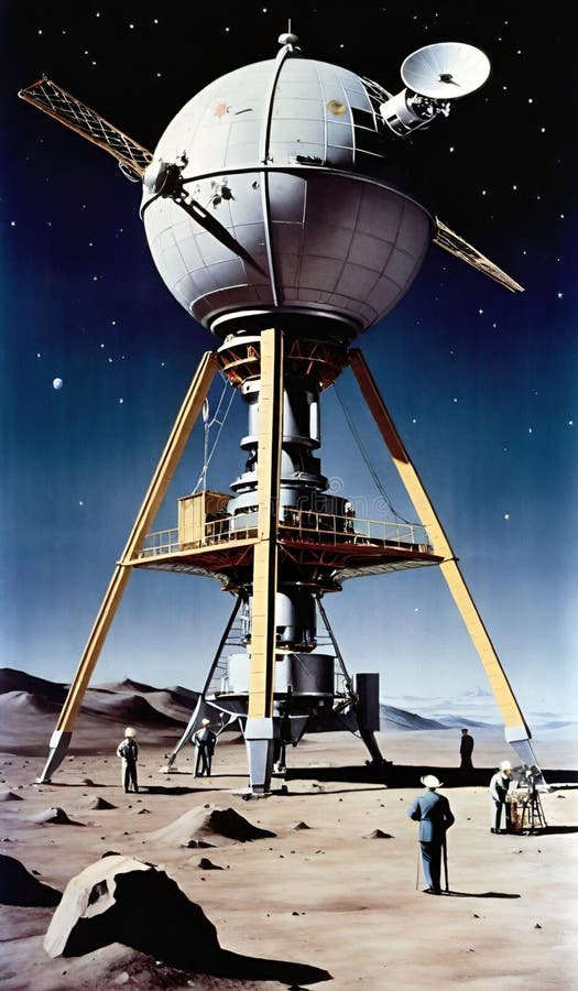 Launch of the Space Station Luna 1 Stock Illustration - Illustration of ...