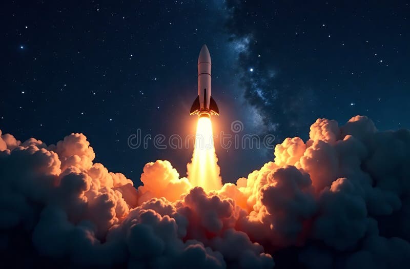 The Launch of Spacecraft, Cosmos Mission in an Open Galaxy. AI ...