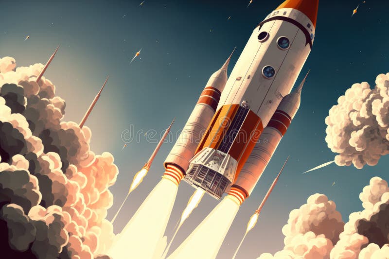 Launch of Spacecraft into Space. this Images Components Were Provided ...