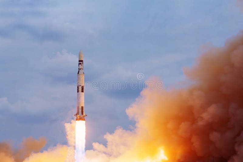 The Launch of a Spaceship into Space. Elements of this Image Furnished ...