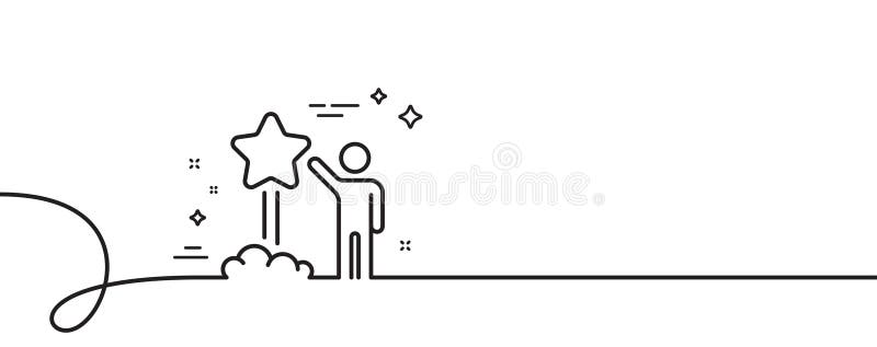 Launch Star Line Icon. Feedback Rating Sign. Continuous Line with Curl ...