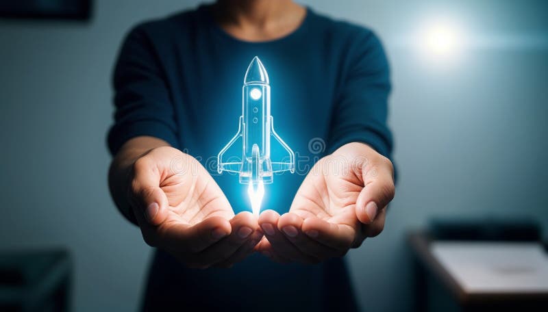 Launch Startup or Growth Concept Symbolized by a Glowing Rocket in ...