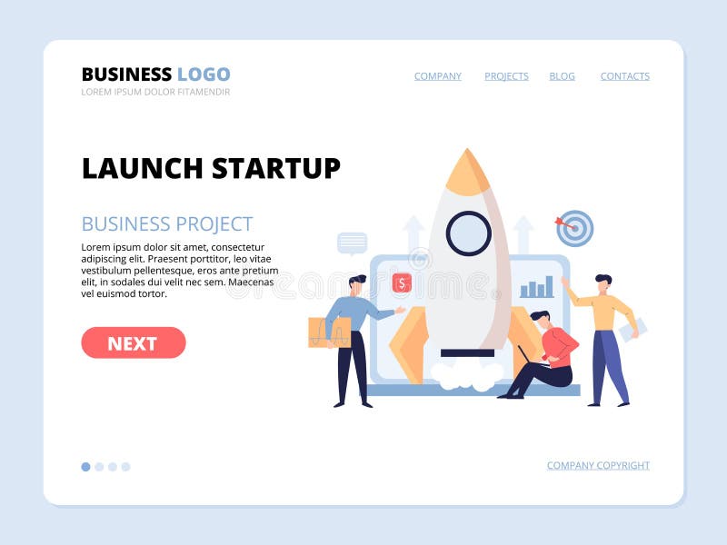 Launch Startup Website Landing Page Vector Template Stock Vector ...