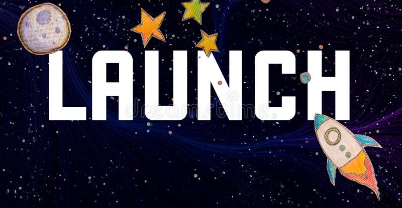 Launch Theme with a Space Background Stock Illustration - Illustration ...