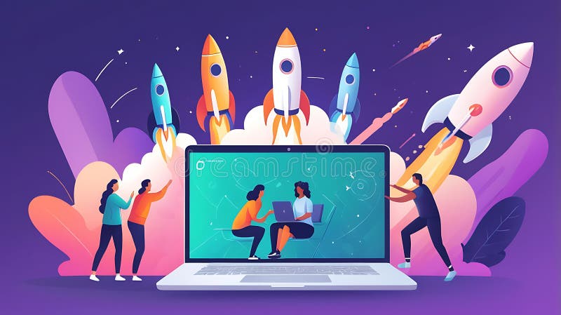 Launch Time â€ Modern Vector Concept for Startup Success Stock ...