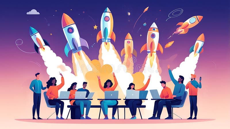 Launch Time â€ Modern Vector Concept for Startup Success Stock ...