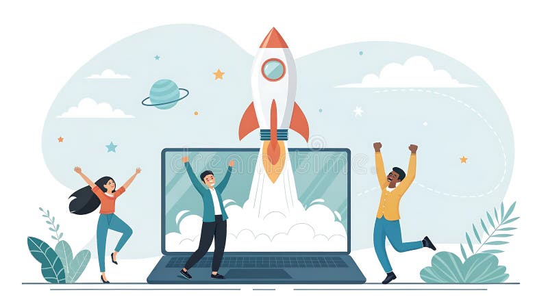 Launch Time â€ Modern Vector Concept for Startup Success Stock ...