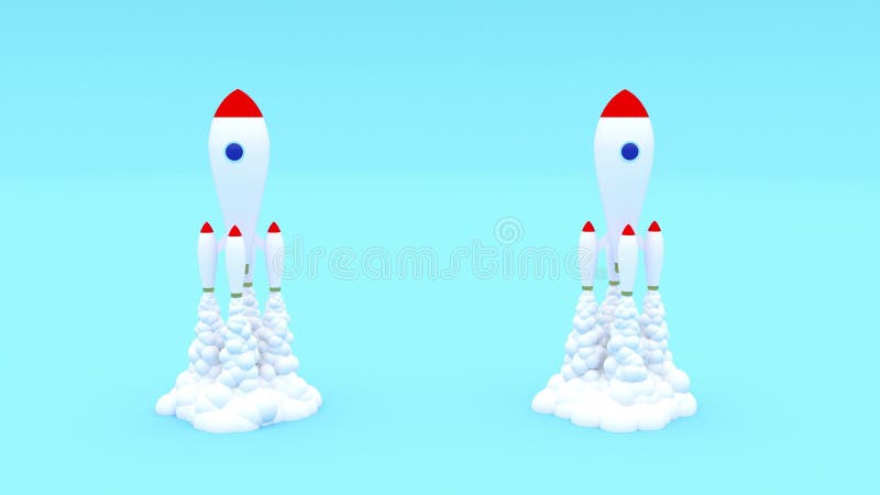 Launch of Two Space Rockets Startup Concept 3d Stock Illustration ...