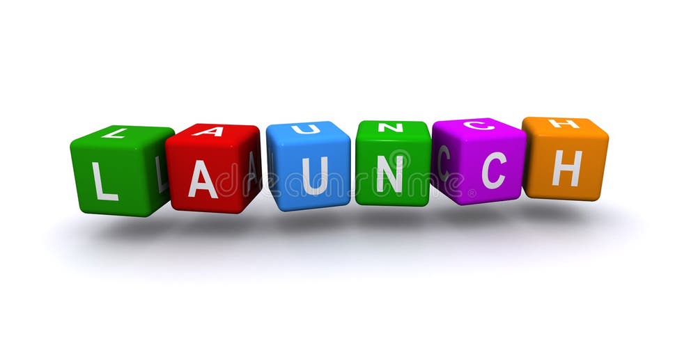 Launch word block on white stock illustration. Illustration of grid ...