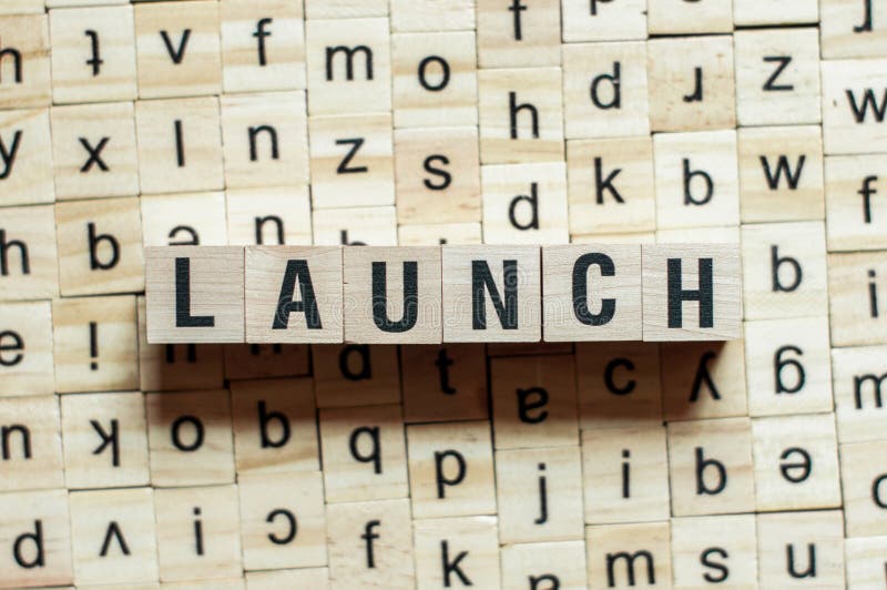 Launch Word on Building Blocks Stock Image - Image of branding, concept ...