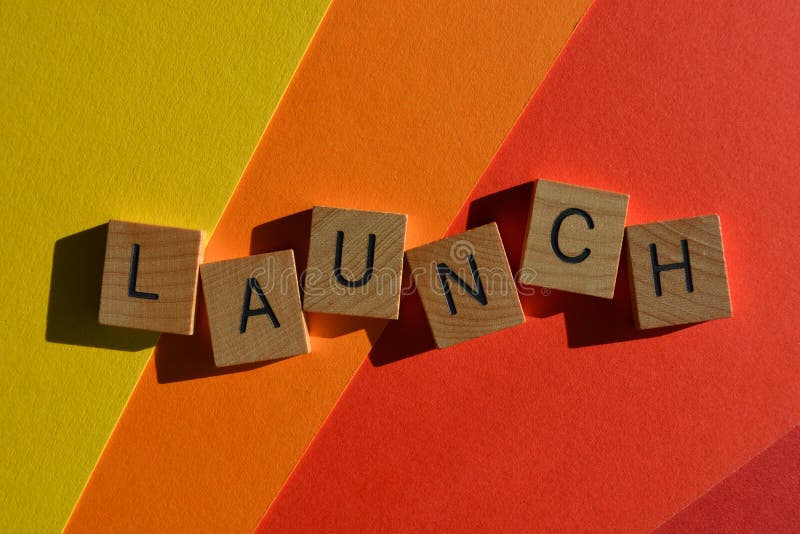 Launch Word As a Banner Heading Stock Photo - Image of originate ...
