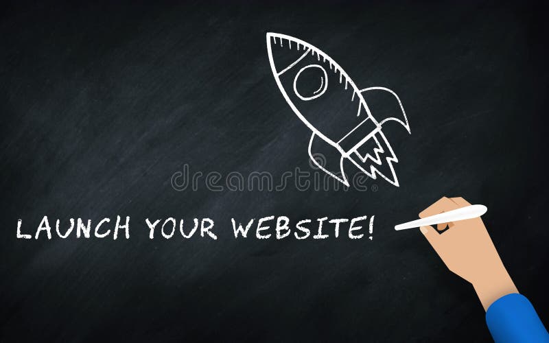 Launch Your Website Concept Rocket Sign Handwritten Text with Racket ...