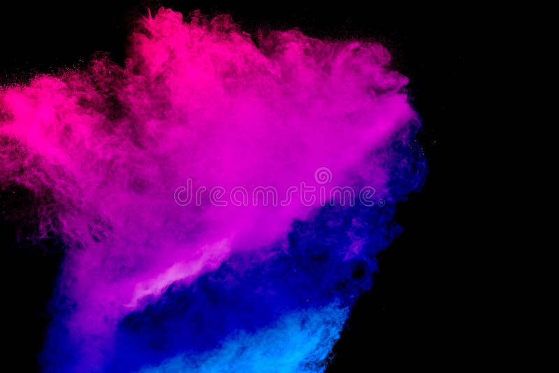 Blue Pink Color Powder Explosion Cloud Isolated on White Background ...