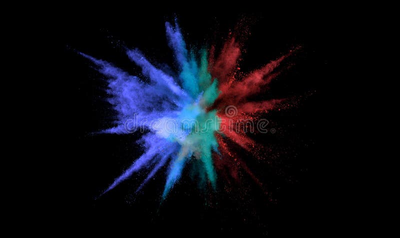 Launched Colorful Powder on Black Background Stock Image - Image of ...