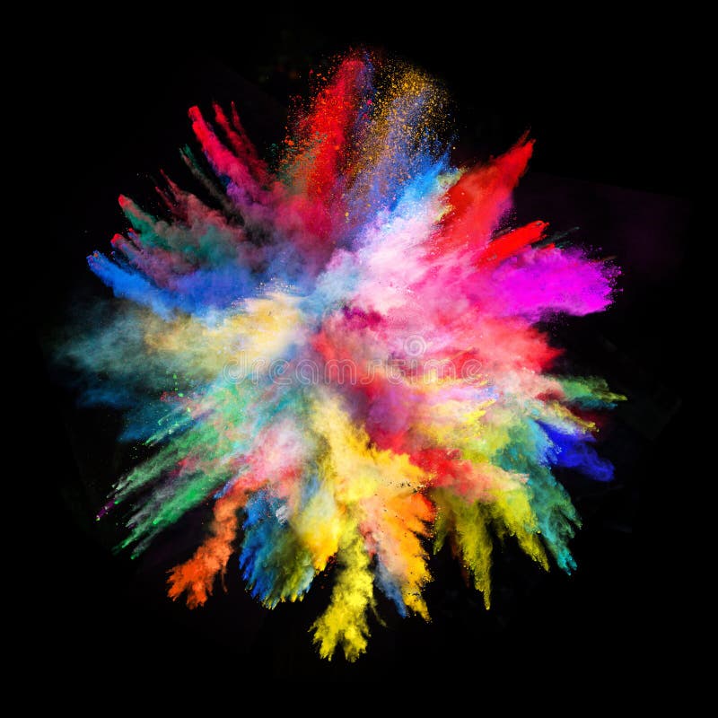 Launched Colorful Powder on Black Background Stock Image - Image of ...
