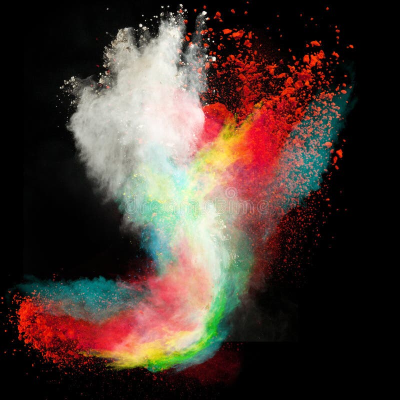 Launched Colorful Powder Over White Stock Photo - Image of glowing ...
