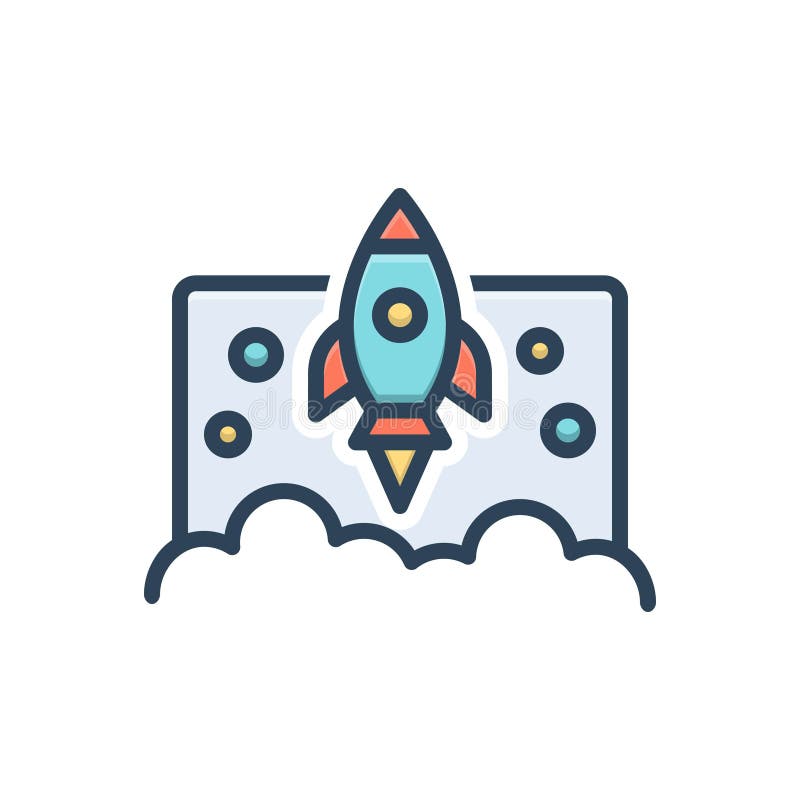 Color Illustration Icon for Launched, Begun and Rocket Stock Vector ...