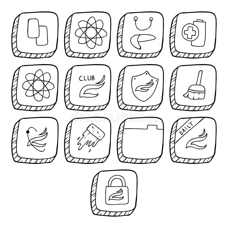 Launcher App Button Icon Set Stock Vector - Illustration of flat ...