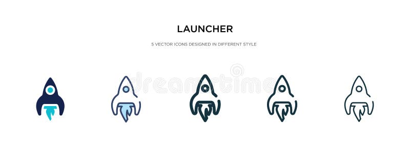 Launcher Icon in Different Style Vector Illustration. Two Colored and ...