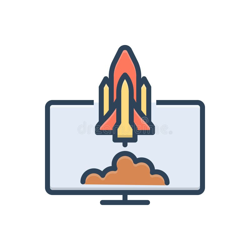 Color Illustration Icon for Launches, Rocket and Launch Stock Vector ...