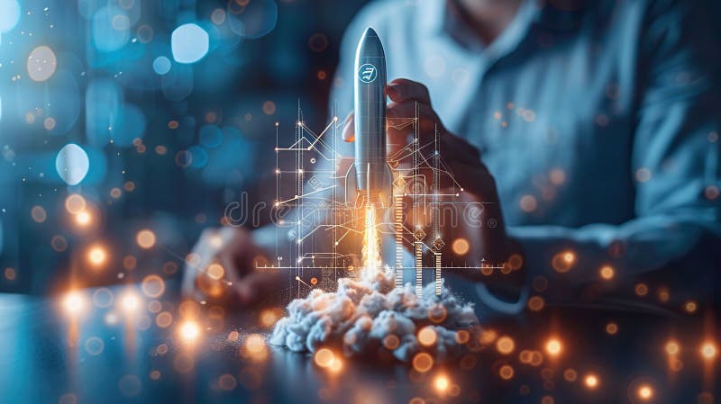 Launching a Business with a Rocket Stock Illustration - Illustration of ...