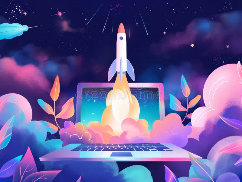 Launching into Innovation - a Stylized Conceptual Illustration Stock ...