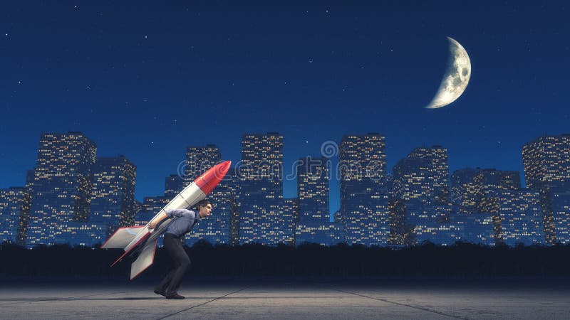 Launching the man stock illustration. Illustration of moon - 78449772