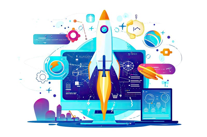 Launching New Product or Service. Technology Development Process Stock ...