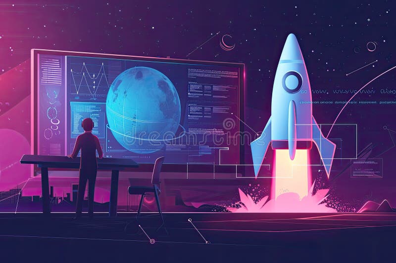 Launching New Product or Service. Technology Development Process Stock ...