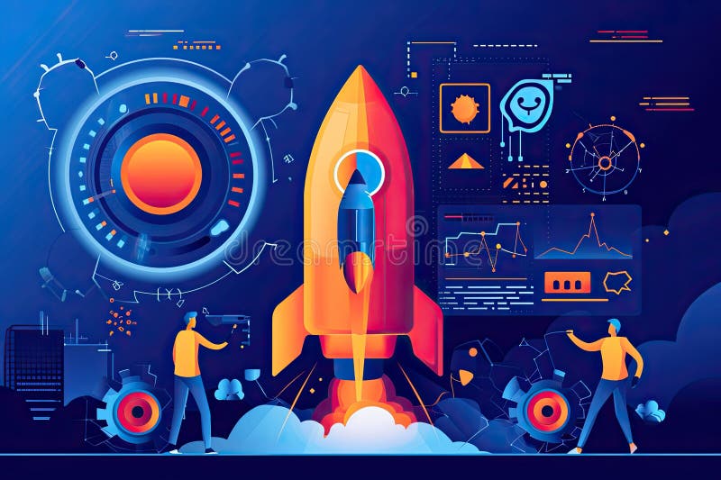 Launching New Product or Service. Technology Development Process Stock ...