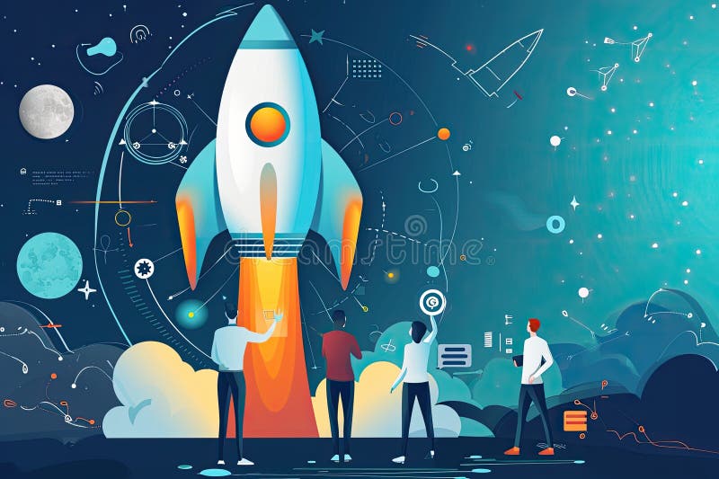 Launching New Product or Service. Technology Development Process Stock ...