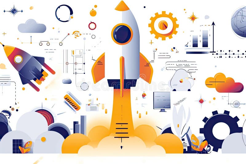 Launching New Product or Service. Technology Development Process Stock ...