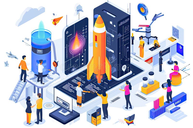 Launching New Product or Service. Technology Development Process Stock ...