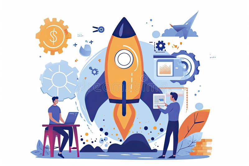 Launching New Product or Service. Technology Development Process Stock ...